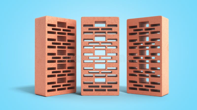 Solid Clay Bricks Used for Construction New Red Brick 3d Render on Blue ...