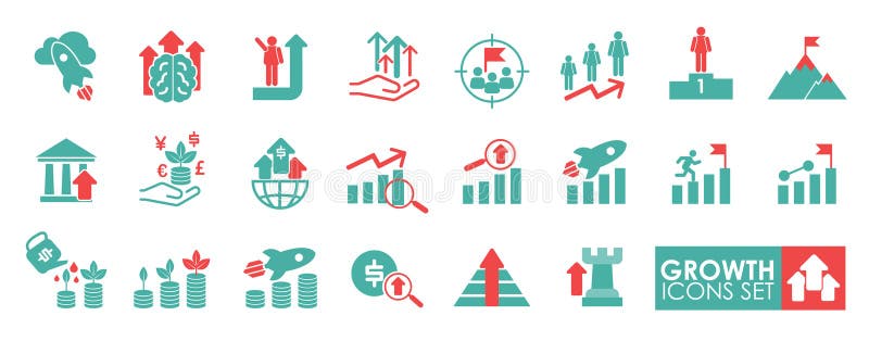 A Solid Collection of Growth Icon Set. Vector Illustration Stock Vector ...