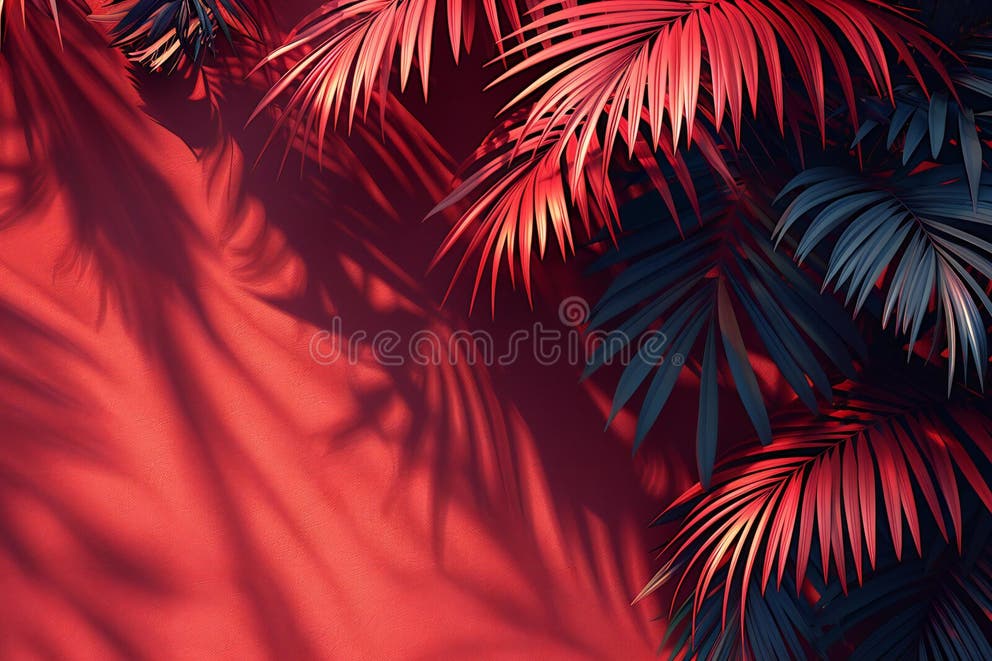 A Solid Color Background with the Shadow of Palm Leaves on it ...
