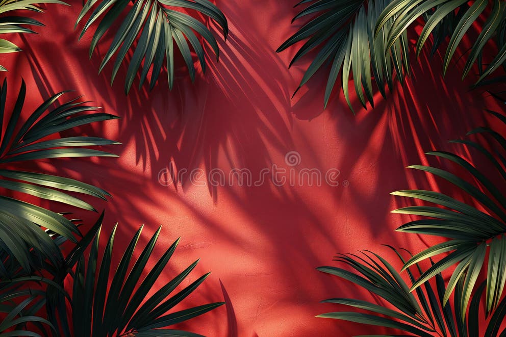A Solid Color Background with the Shadow of Palm Leaves on it ...