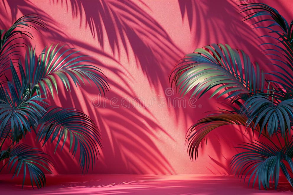 A Solid Color Background with the Shadow of Palm Leaves on it ...