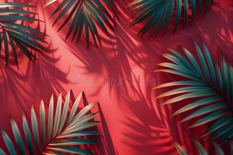 A Solid Color Background with the Shadow of Palm Leaves on it ...