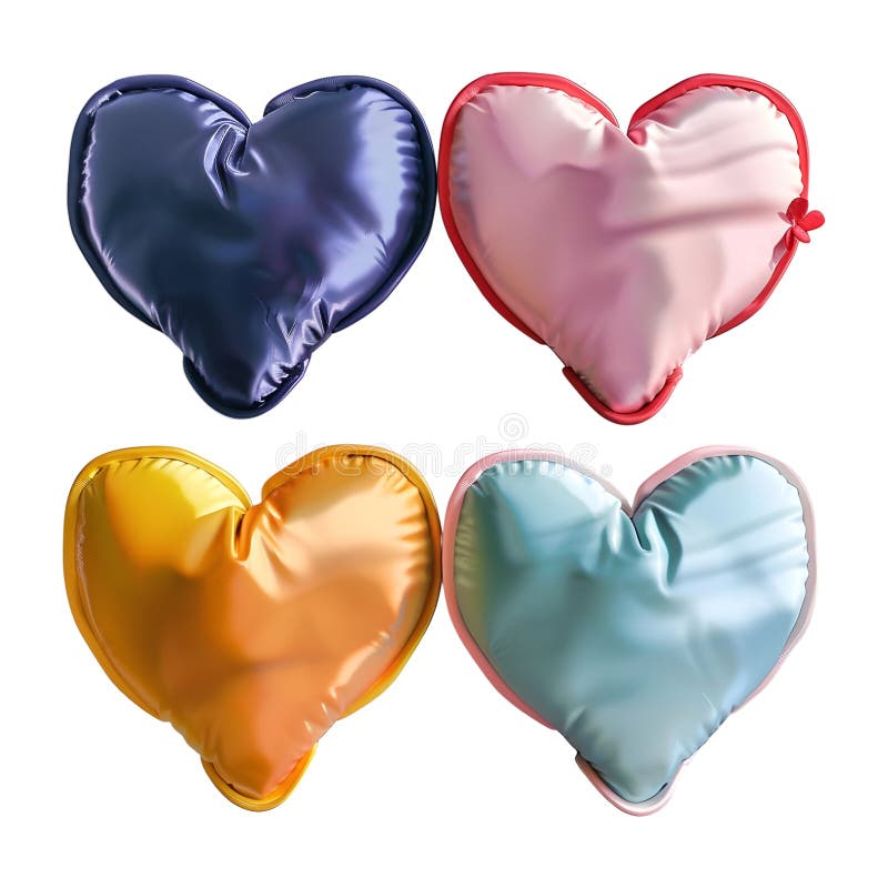 Solid Color Heart Shape Cushion on Transparent Background - Ai ...