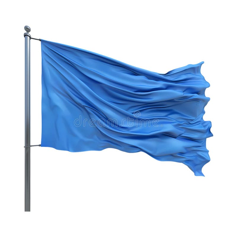 Solid Color Waving Flag on Flagpole on Transparent Background - Ai ...