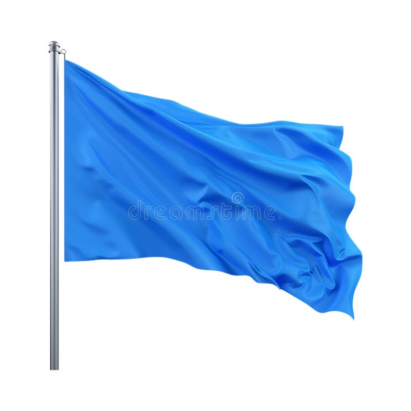 Solid Color Waving Flag on Flagpole on Transparent Background - Ai ...
