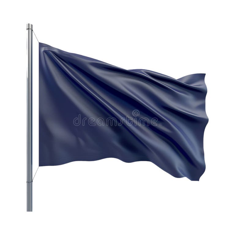 Solid Color Waving Flag on Flagpole on Transparent Background - Ai ...