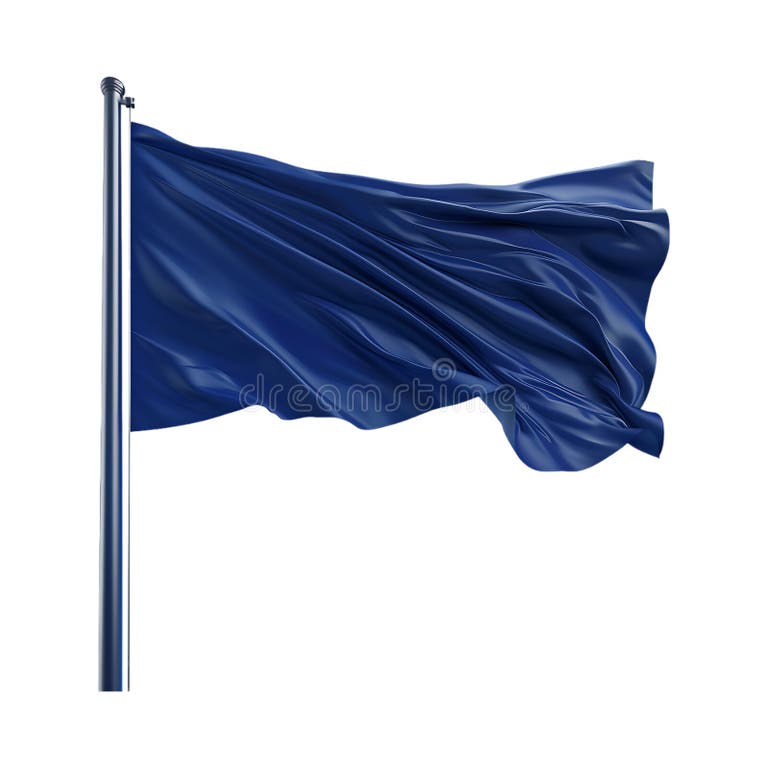 Solid Color Waving Flag on Flagpole on Transparent Background - Ai ...