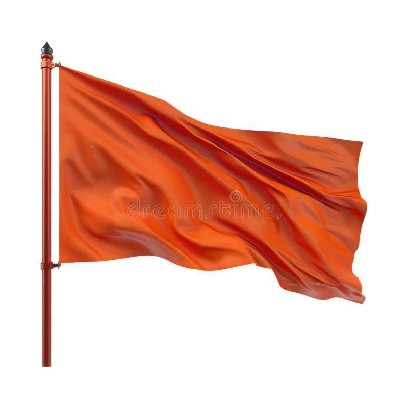 Solid Color Waving Flag on Flagpole on Transparent Background - Ai ...