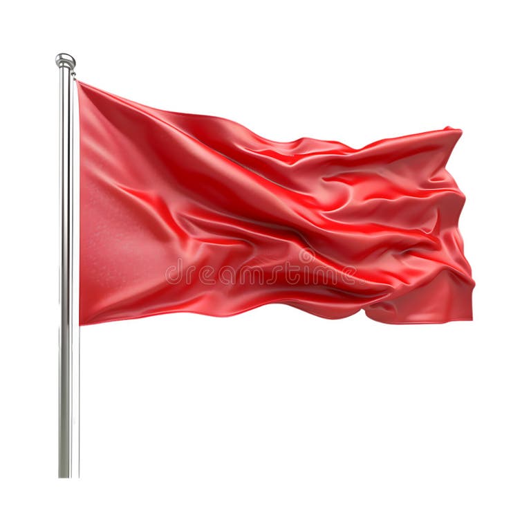 Solid Color Waving Flag on Flagpole on Transparent Background - Ai ...