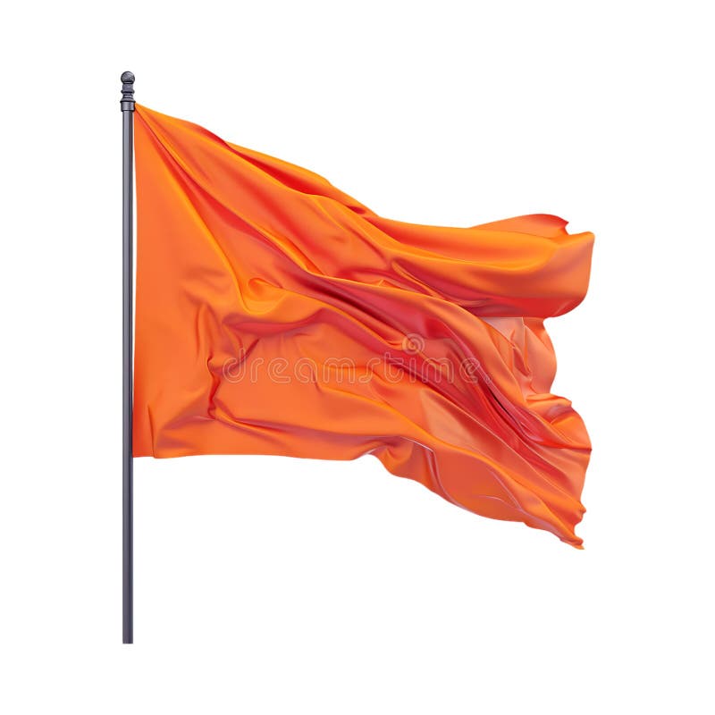 Solid Color Waving Flag on Flagpole on Transparent Background - Ai ...