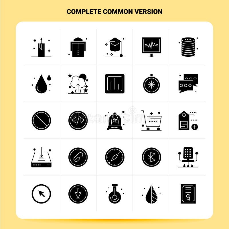 Solid 25 Complete Common Version Icon Set. Vector Glyph Style Design ...