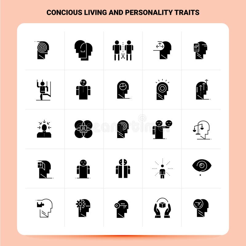 25 Concious Living And Personality Traits Icon Set. Vector Background ... 25 Concious Living And Personality Traits Icon Set. Vector Background ...