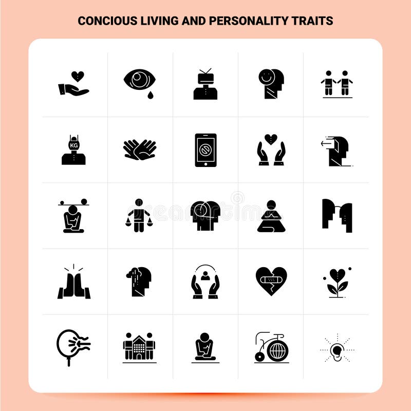 25 Concious Living And Personality Traits Icon Set. Vector Background ... 25 Concious Living And Personality Traits Icon Set. Vector Background ...