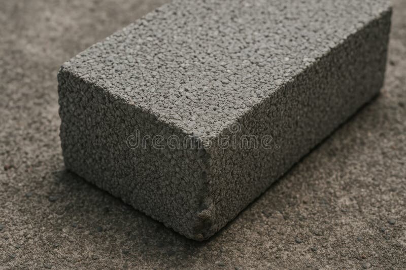 Solid Concrete Block Placed on Rough Textured Surface, Highlighting ...