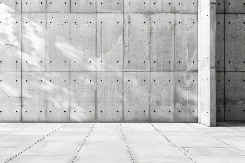 A Solid Concrete Wall Stands Tall with a Concrete Floor in Front Stock ...