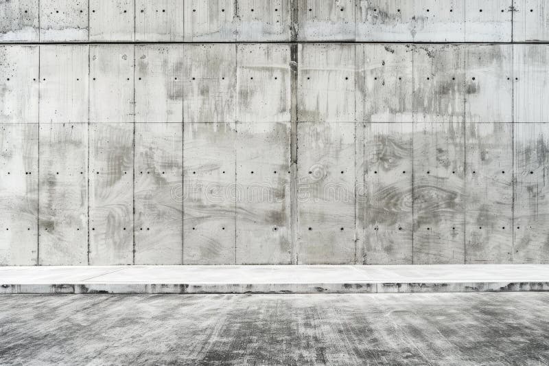 A Solid Concrete Wall Stands Tall with a Concrete Floor in Front Stock ...