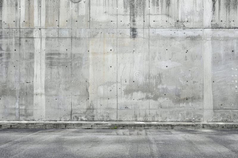 A Solid Concrete Wall Stands Tall with a Concrete Floor in Front Stock ...