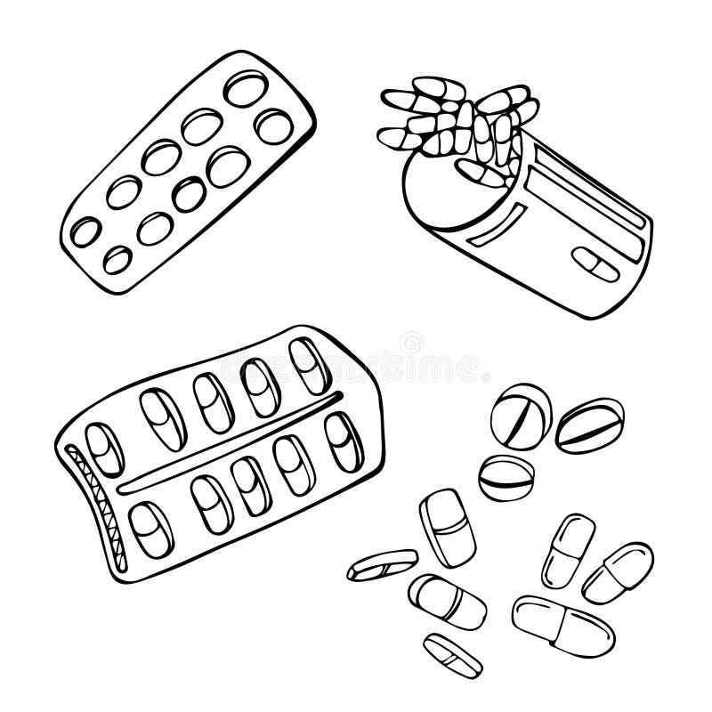 Solid Dosage Forms of Drugs. Pills and Capsules in Isolated on a White ...