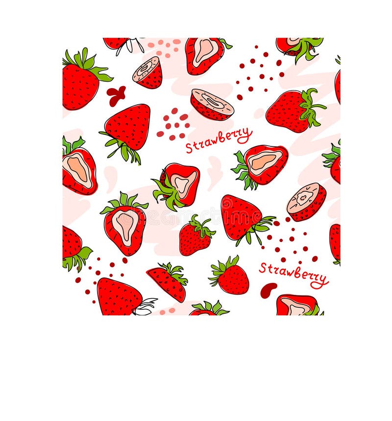 A Solid Drawing of Fresh Strawberries. Seamless Texture Stock Vector ...