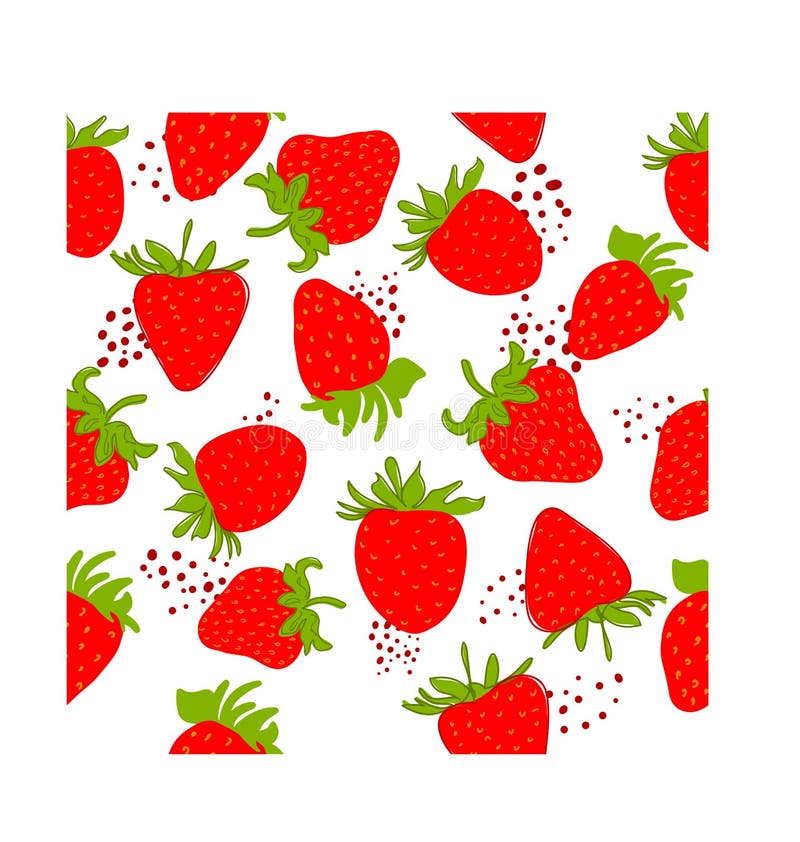 A Solid Drawing of Fresh Strawberries. Seamless Texture Stock Vector ...