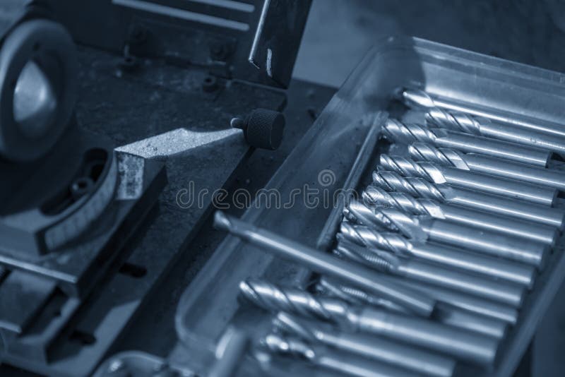 The Solid End Mill for CNC Machine in the Light Blue Scene. Stock Photo ...