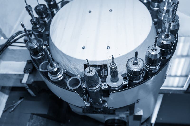 The Solid End Mill Tool in the Tooling Magazine of Machining Center ...