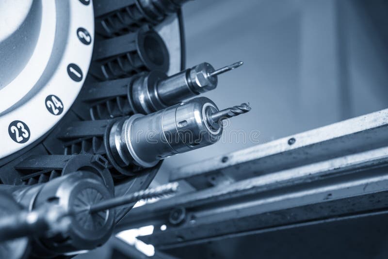 The Solid End Mill Tool in the Tooling Magazine of Machining Center ...