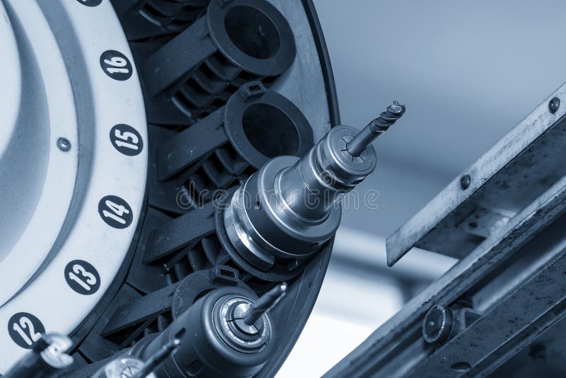 The Solid Endmill Tool in the Tooling Magazine of Machining Center ...