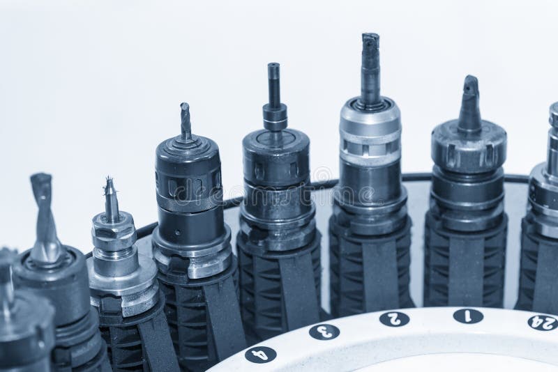 The Solid Endmill Tool in the Tooling Magazine of Machining Center ...