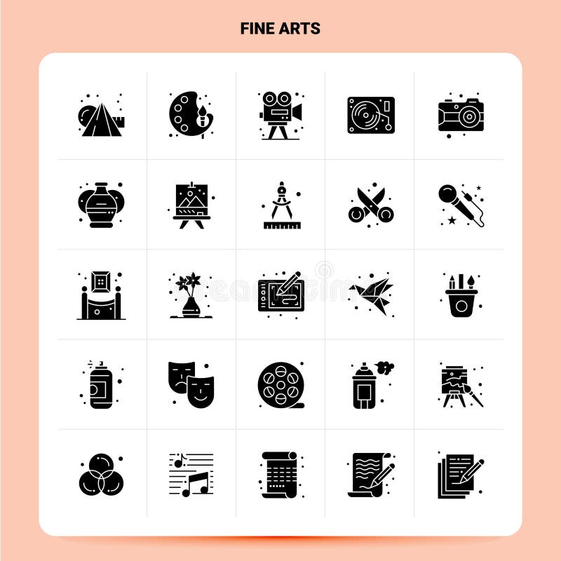 Solid 25 Fine Arts Icon Set. Vector Glyph Style Design Black Icons Set ...