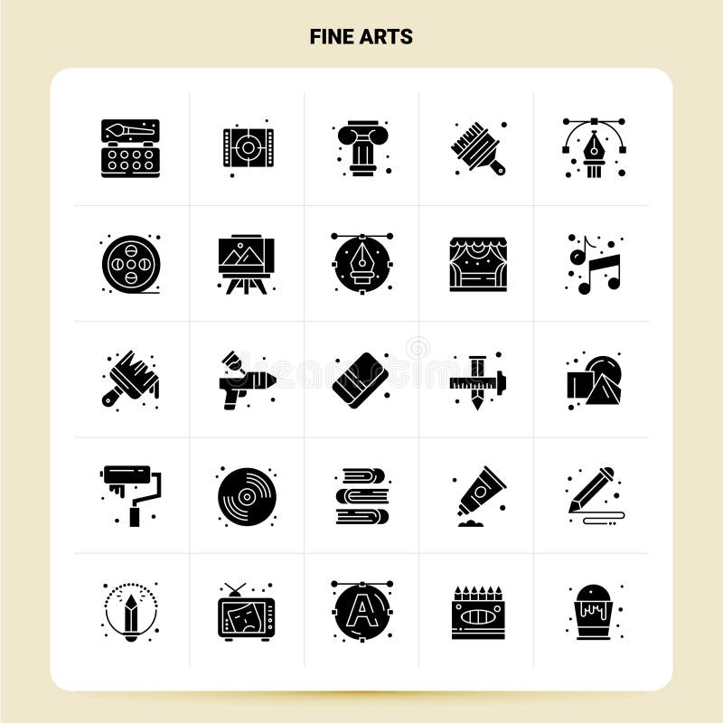 Solid 25 Fine Arts Icon Set. Vector Glyph Style Design Black Icons Set ...