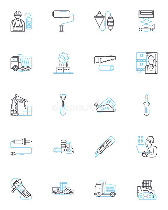 Solid Framework Linear Icons Set. Structure, Foundation, Stability, Durability, Dependability ...