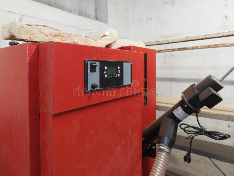 Solid-fuel Boiler with Pellet-fuel in Boiler Room Stock Photo - Image ...
