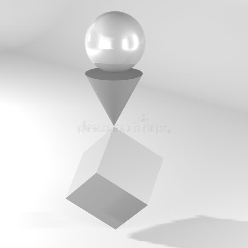 Solid Geometric Shapes in Balance Stock Illustration - Illustration of ...