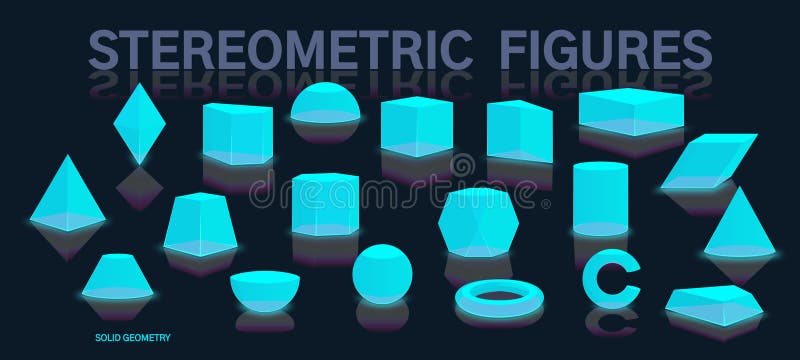 Solid Geometry. Set of Stereometric Figures in Space. Isolated Vector ...
