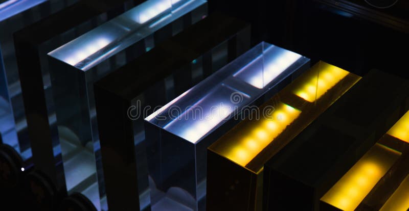 Solid Glass Blocks with Colorful LED Illumination Stock Photo - Image ...