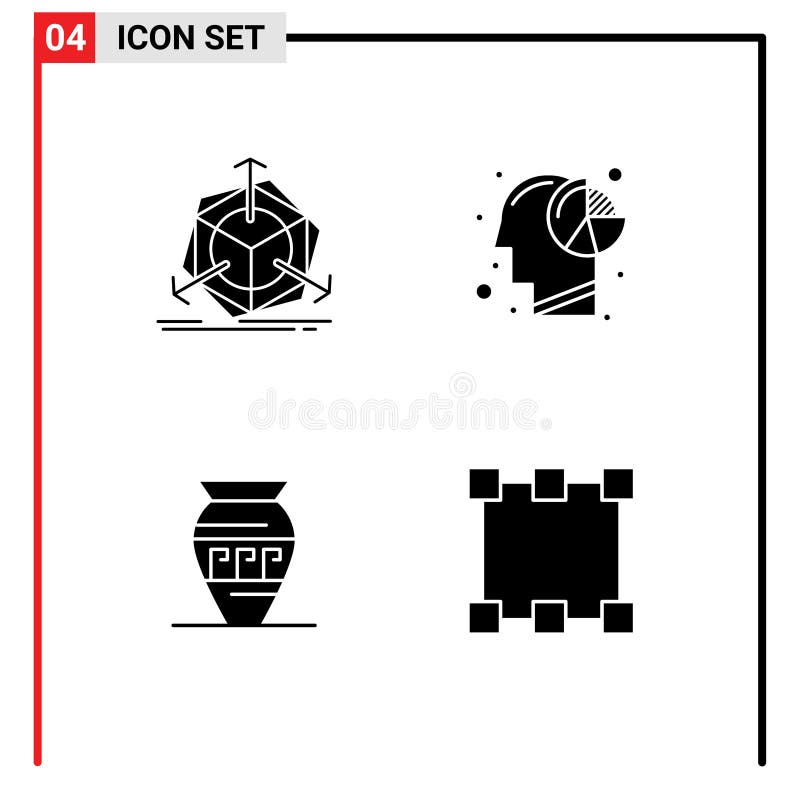 Solid Glyph Pack of 4 Universal Symbols of Change, Amphora, Object ...