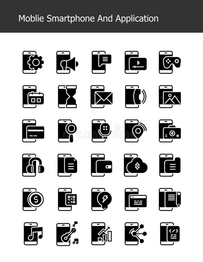 Solid Glyph Mobile Smartphone Technology Icons Stock Vector ...