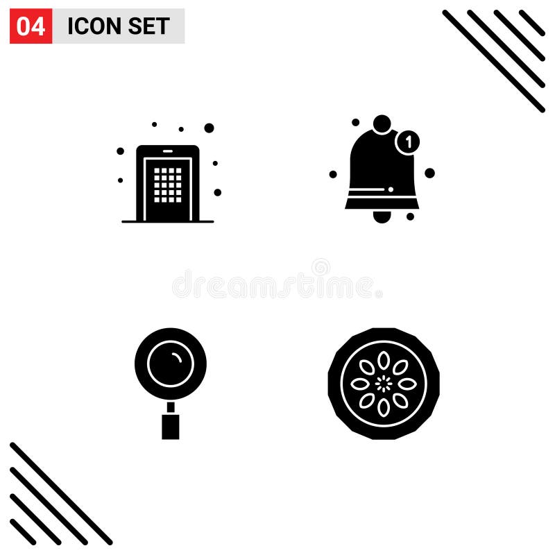 Solid Glyph Pack of Universal Symbols of Access, Magnifier, Pin ...