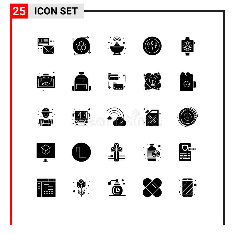 Solid Glyph Pack of 25 Universal Symbols of Apple, Medicine, Modeling ...