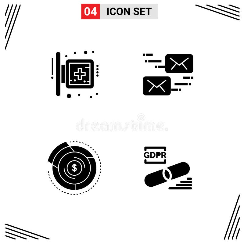 Solid Glyph Pack of 4 Universal Symbols of Board, Balance, Sign, Mail ...