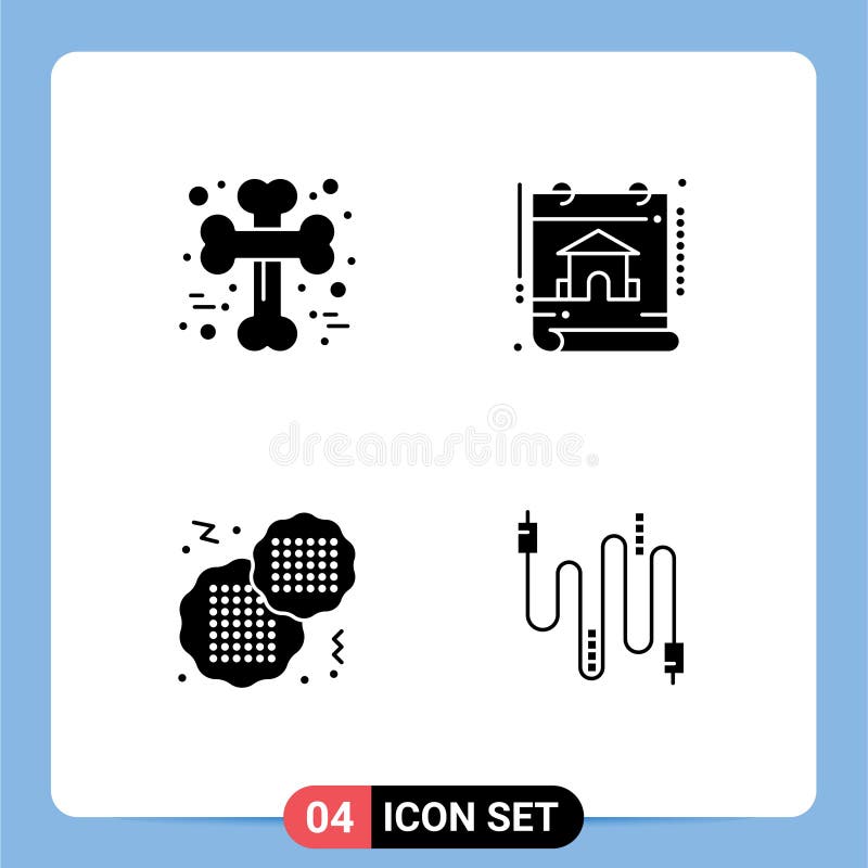Solid Glyph Pack of 4 Universal Symbols of Bone, Biscuit, Halloween ...