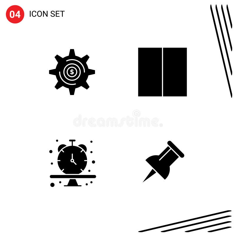 Solid Glyph Pack of 4 Universal Symbols of Business, Schedule, Setting ...