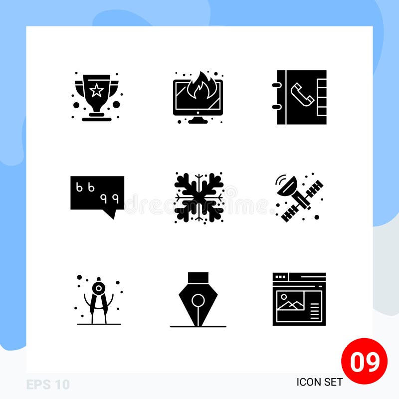Solid Glyph Pack of 9 Universal Symbols of Communication, Snowflake ...