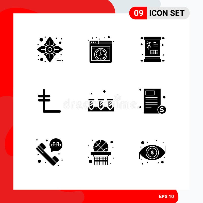 Solid Glyph Pack of 9 Universal Symbols of Construction, Crypto ...