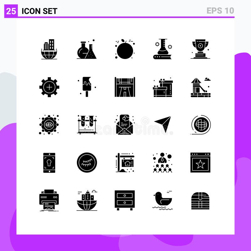 Solid Glyph Pack of 25 Universal Symbols of Cup, Scientific, Fruit ...