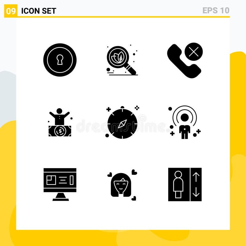 Solid Glyph Pack of 9 Universal Symbols of Direction, Rich, Mobile ...