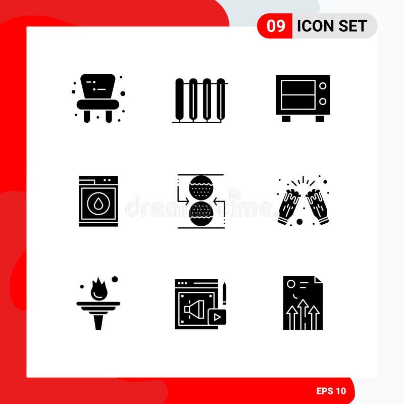 Solid Glyph Pack of 9 Universal Symbols of Effective, Concentration ...
