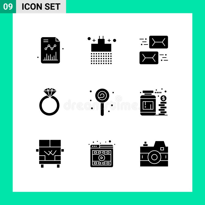 Solid Glyph Pack of 9 Universal Symbols of Halloween, Ring, Address ...