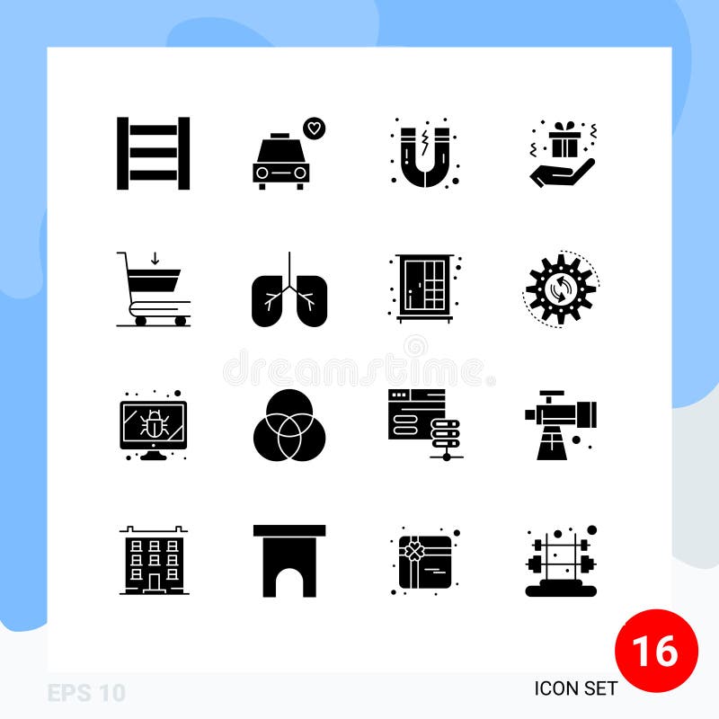 Solid Glyph Pack of 16 Universal Symbols of Interior, Cupboard, Box ...